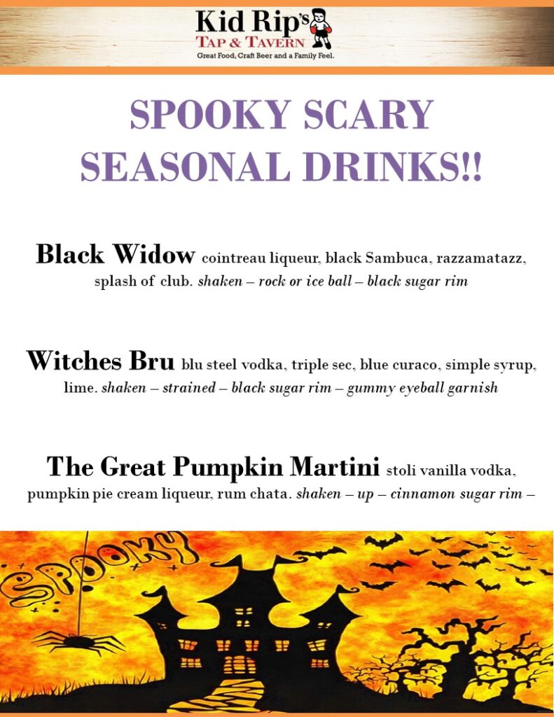 Cocktails/Wines/Liquors | Kid Rip's Tap & Tavern