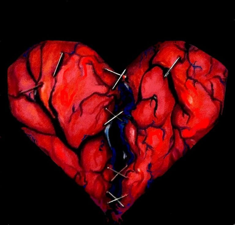 Stitched-Red-Broken-Heart | Kid Rip's Tap & Tavern