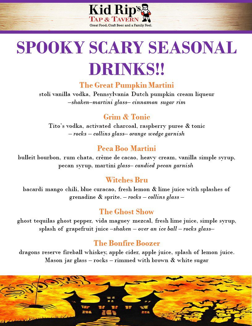 Cocktails/Wines/Liquors | Kid Rip's Tap & Tavern